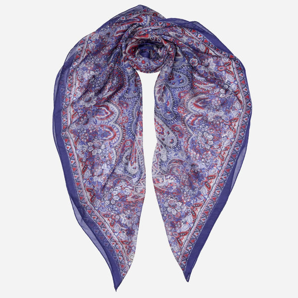 Extra Large Red White Blue Silk Square Scarf