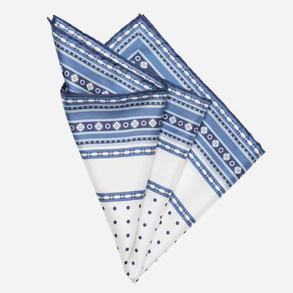 Blue and White Silk Italian Pocket Square