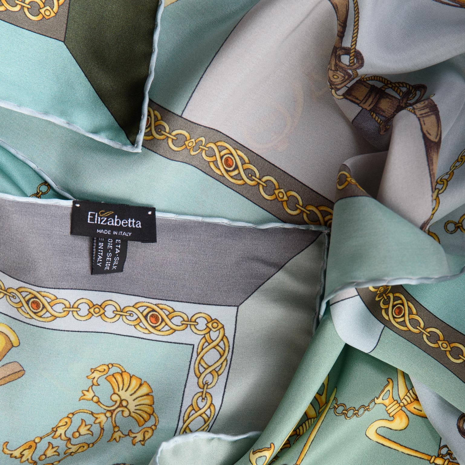Italian Silk Satin Equestrian Scarf - Mint Green