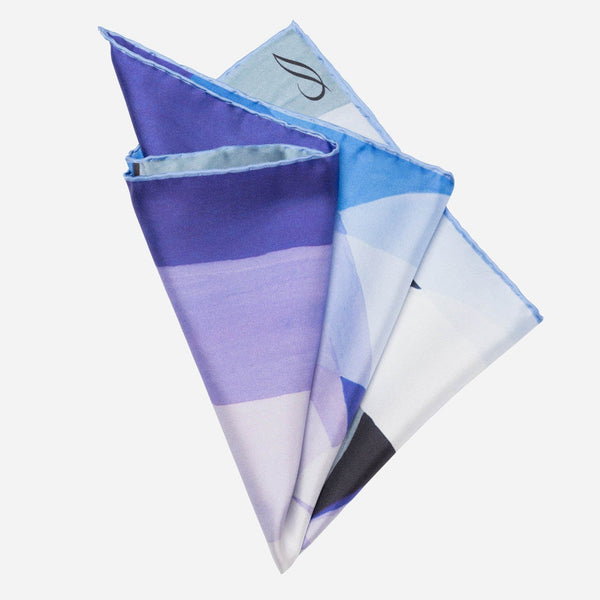 Blue Grey Violet Italian Suit Pocket Square