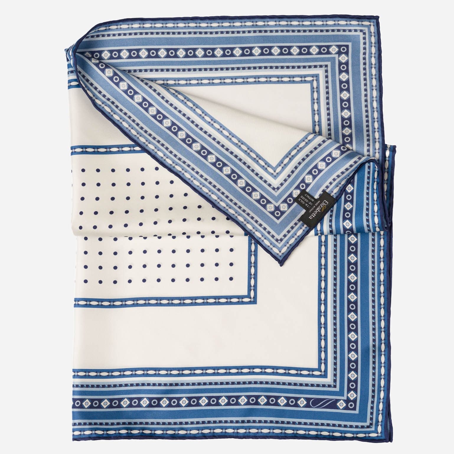 Blue and White Polka Dot Silk Neckerchief - Elizabetta