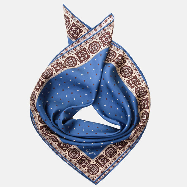 Blue Polka Dot Silk Neckerchief - Made in Italy