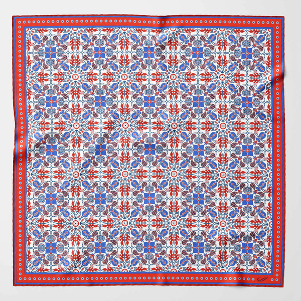 Red Patterned Silk Italian Pocket Square