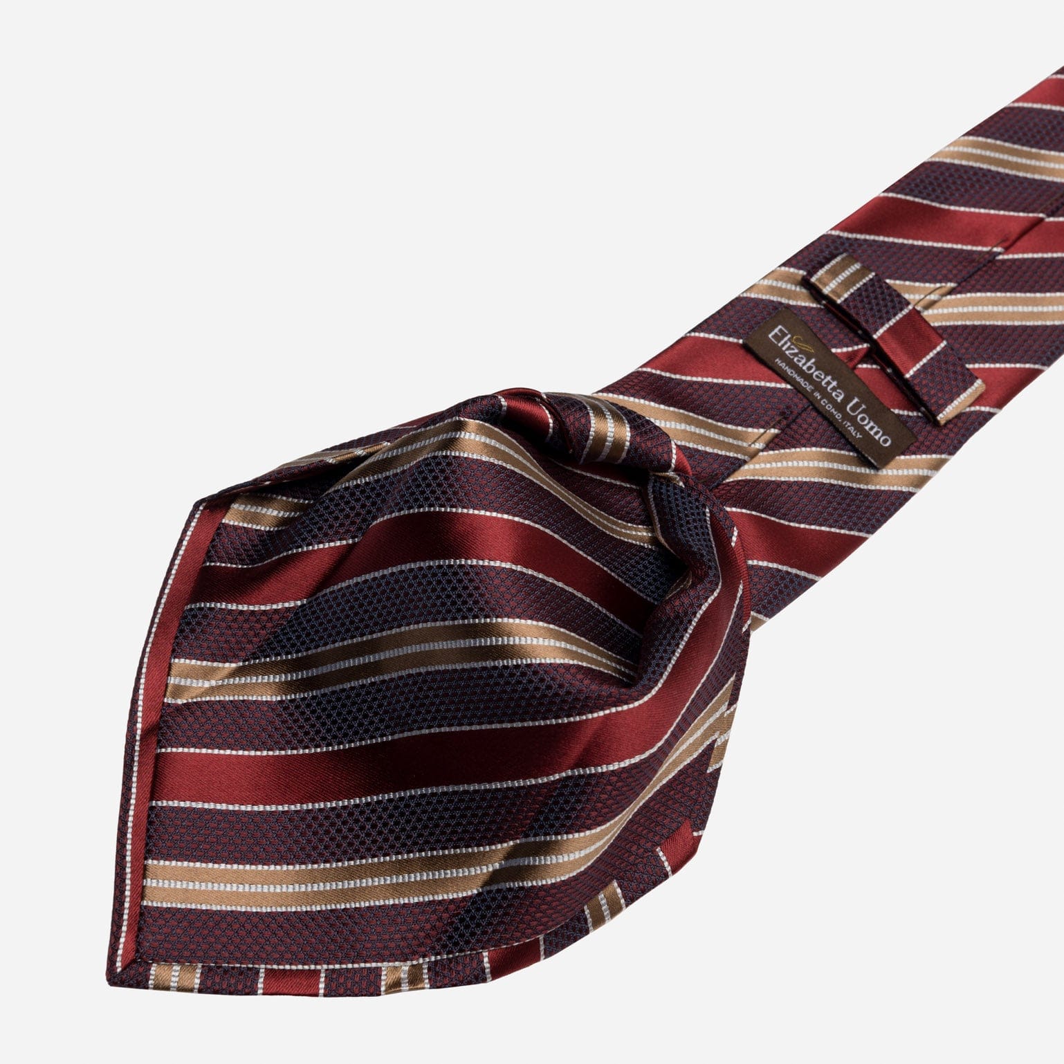 Red and Burgundy Stripe Italian Silk Tie - Elizabetta