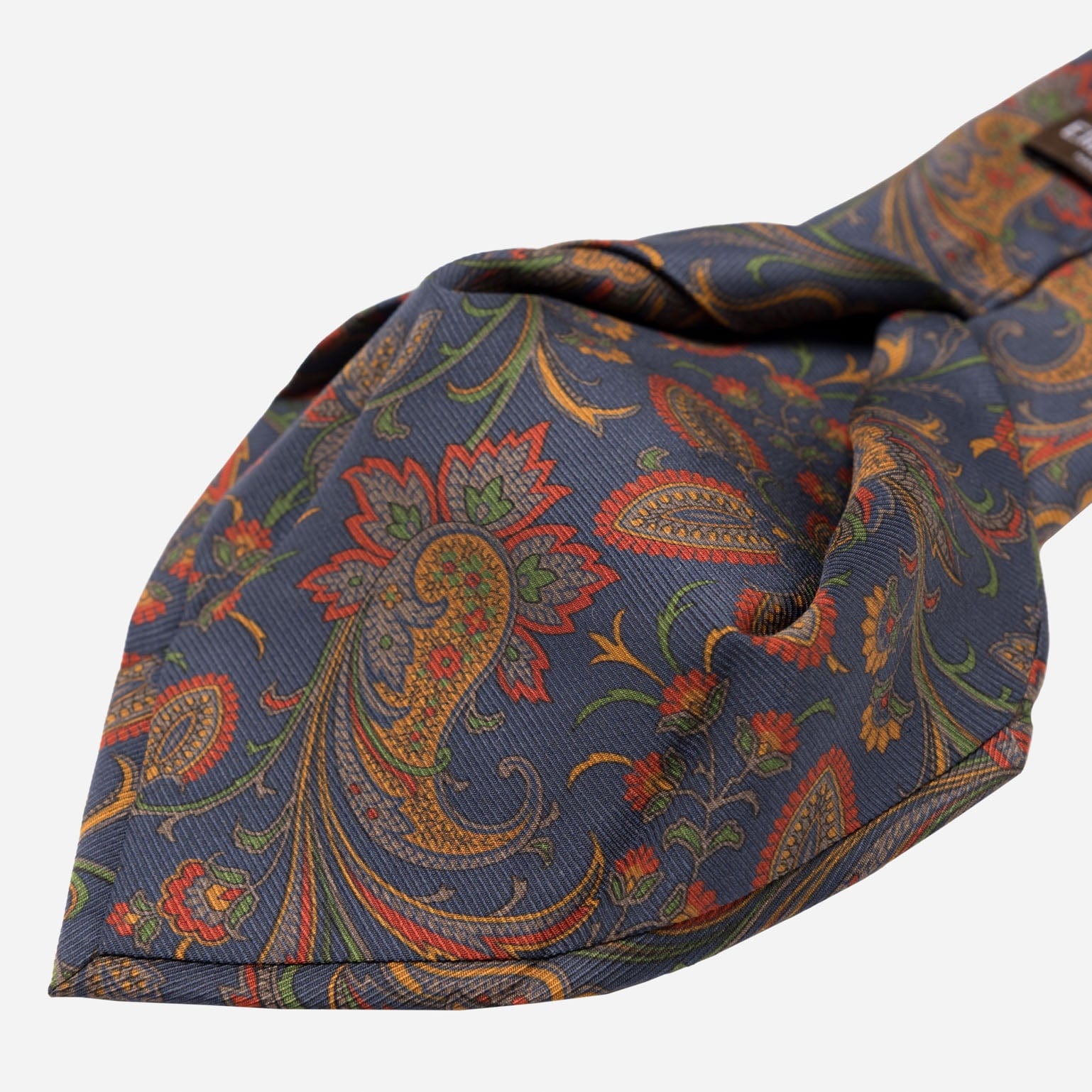 Navy Blue Floral Italian Madder Silk Tie - Elizabetta