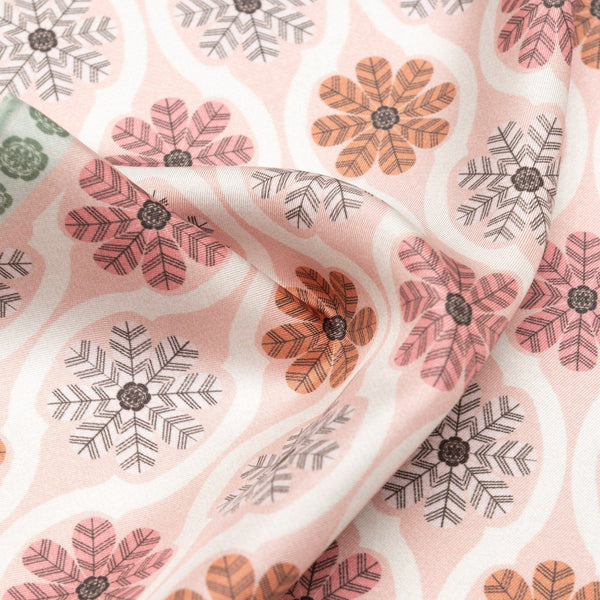 Large Pink Hand Rolled Silk Pocket Square