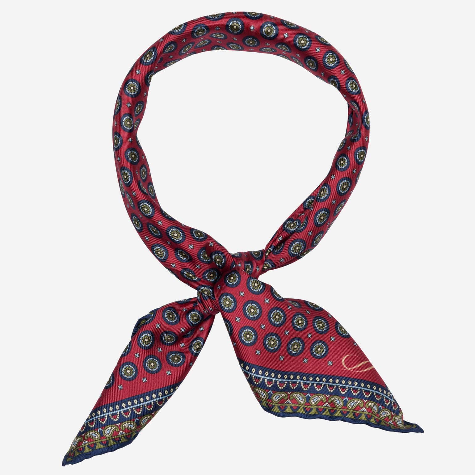 Dark Red Silk Neckerchief - Made in Italy - Elizabetta