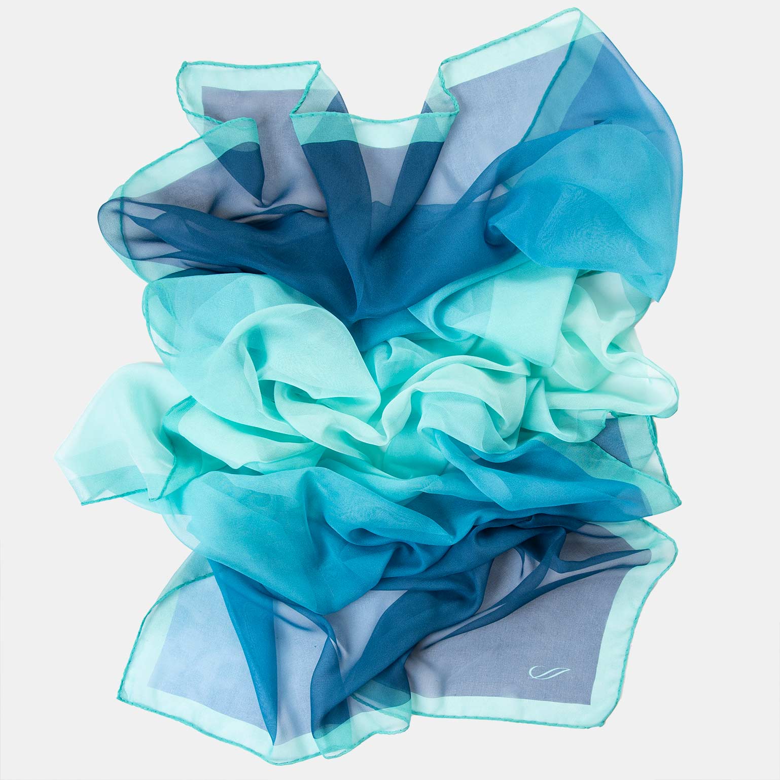 Blue & Turquoise Large Silk Wrap Shawl
